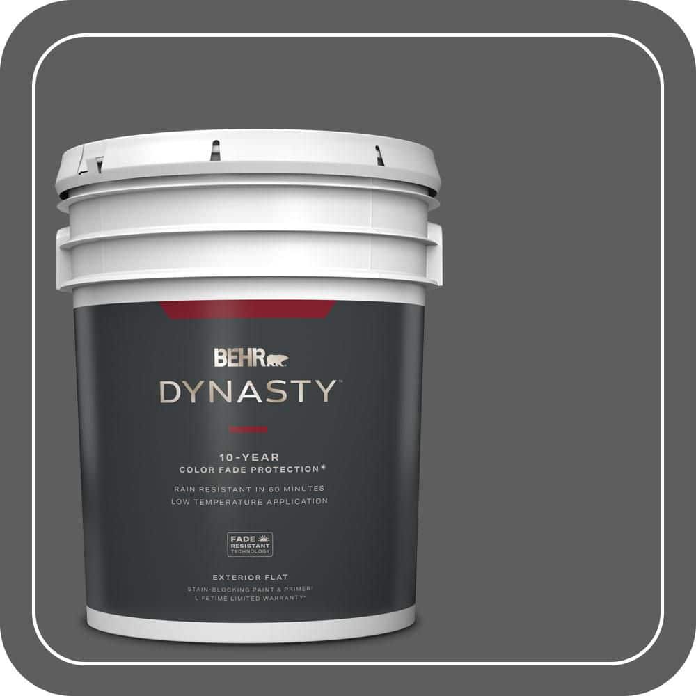 BEHR DYNASTY 5 gal. #N520-6 Asphalt Gray Flat Exterior Stain-Blocking ...
