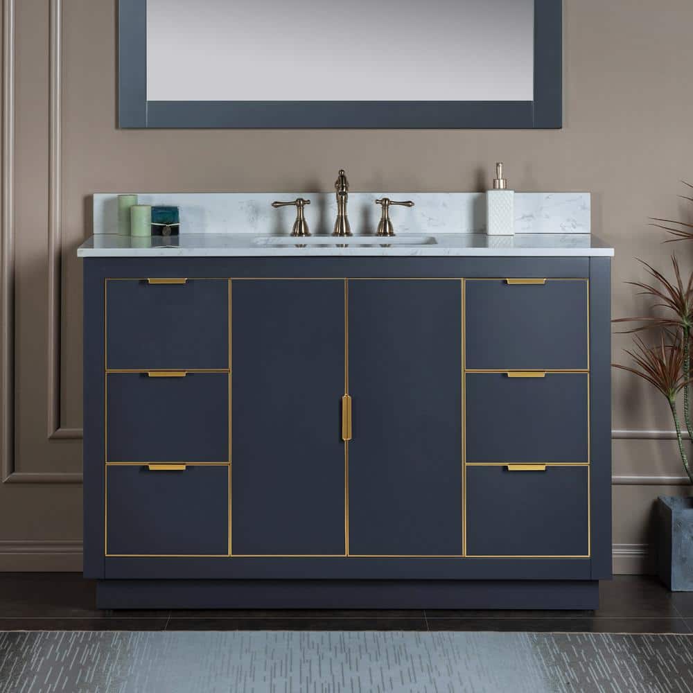 WOODBRIDGE Venice 49 in.W x 22 in.D x 38 in.H Bath Vanity in Gray with ...