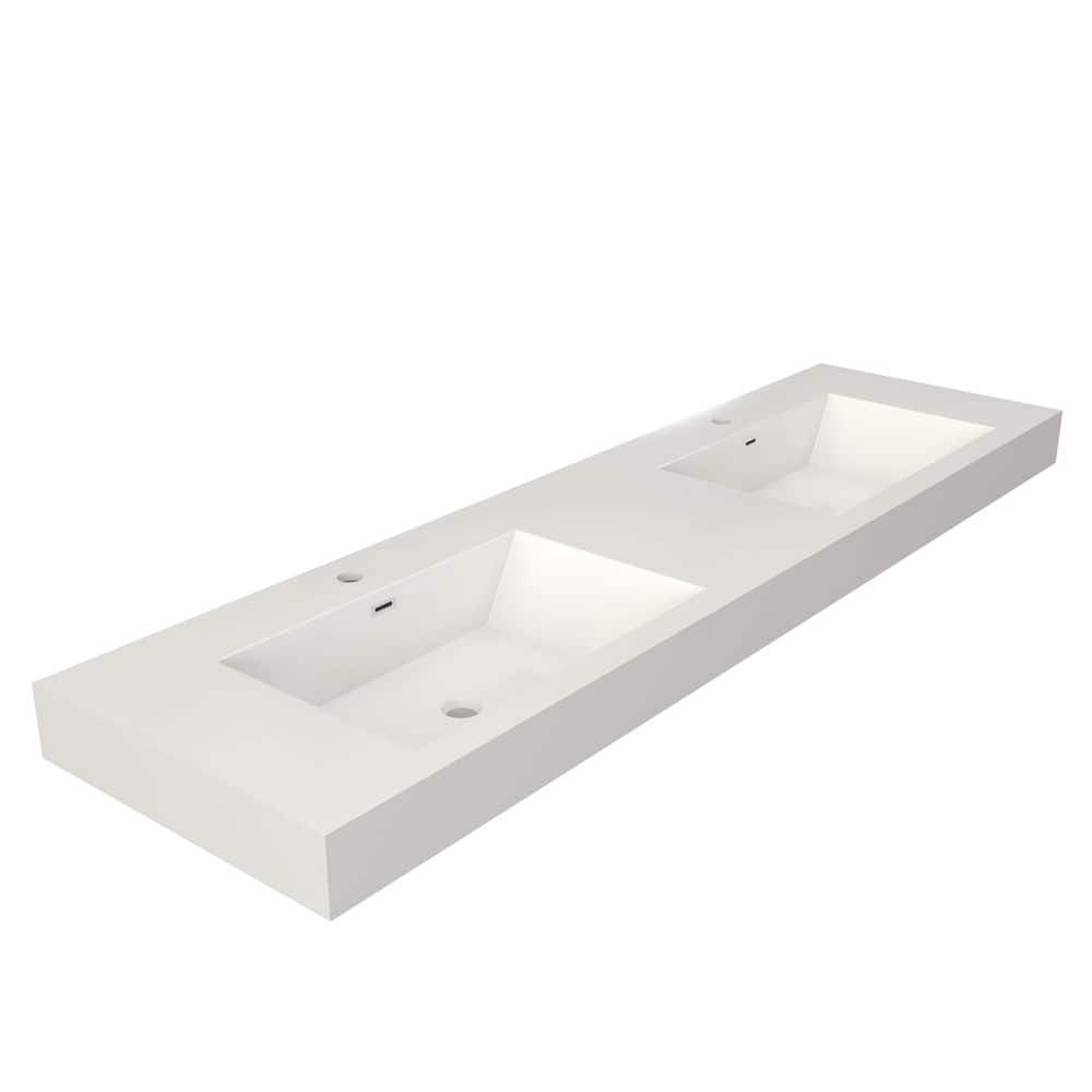 SJ STAR&JANE 71 x 20 in. SMC Wall Mount Bathroom Double Vessel Sink ...