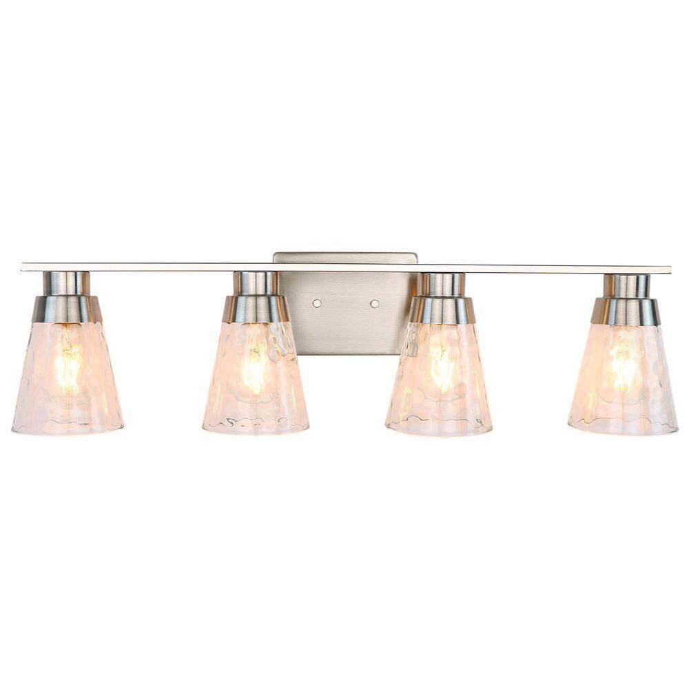 Sunpez 29 in. W 4-Lights Brushed Nickel Vanity Light for Bathroom, Wall ...