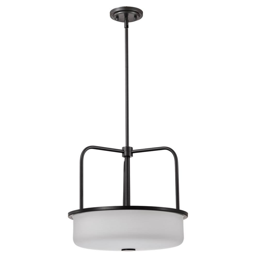 SATCO Warren 17 in. 3-Light Gun Metal Transitional Pendant Light with ...