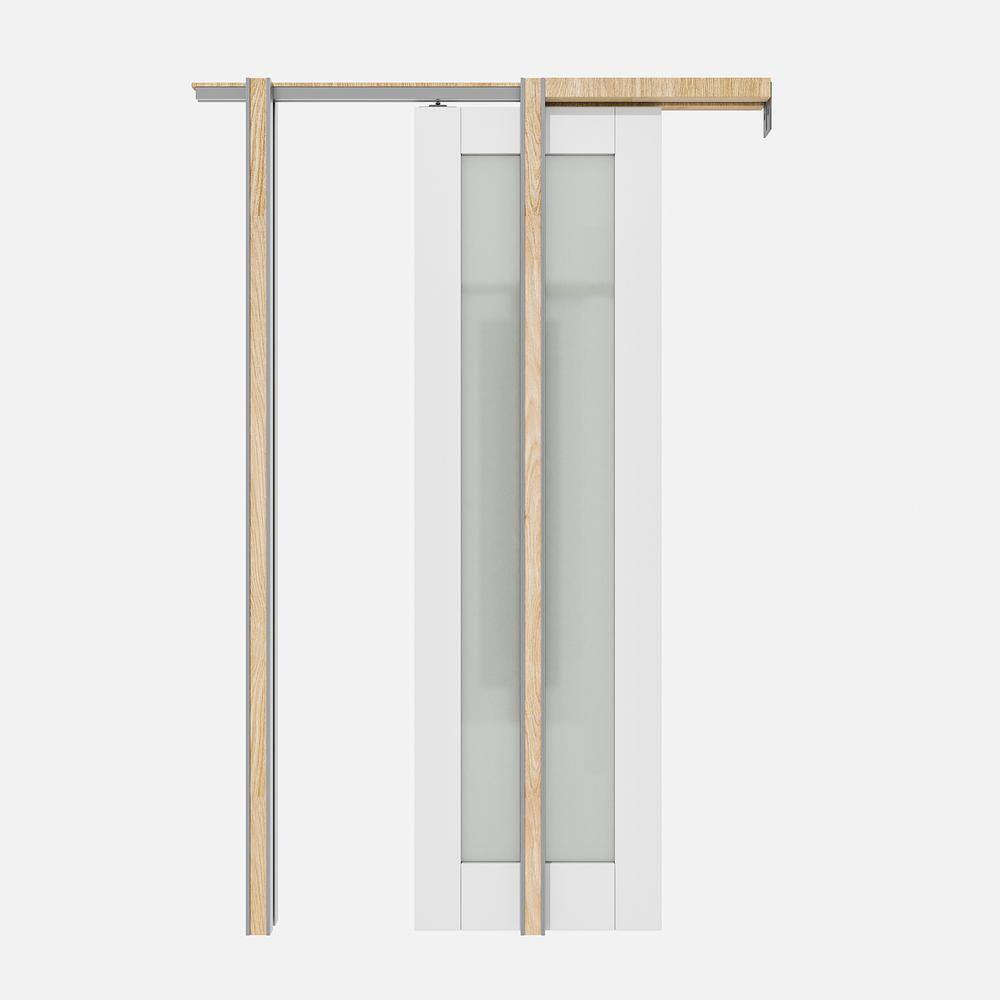 ARK DESIGN 24 in. x 80 in. 1 Lite Frosted Glass Primed Door with Solid ...