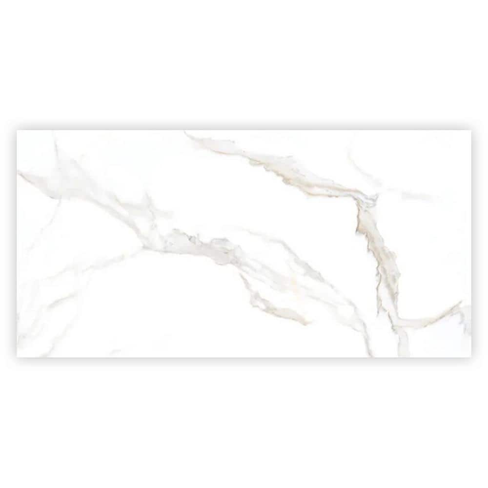 Apollo Tile Strata 24 in. x 48 in. Polished Bright White and Gold ...