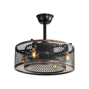 Staykiwi 18 in. Indoor Wood Cage Ceiling Fan with Integrated LED with ...