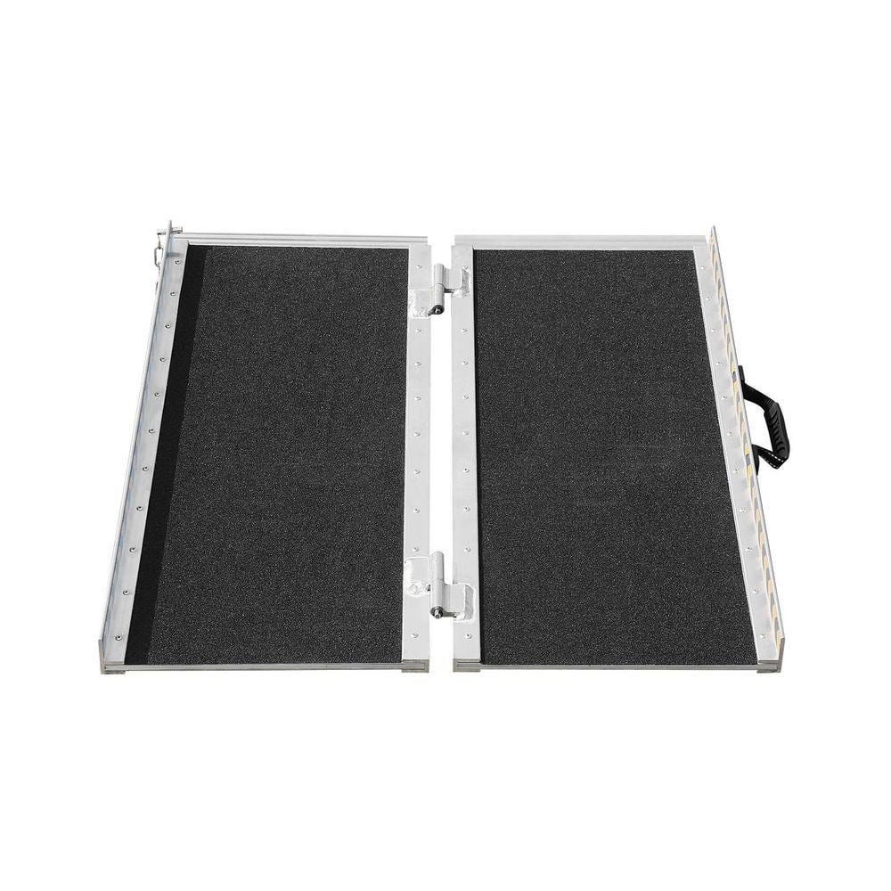 Huluwat Black 24 in. Outdoor Portable Non-Slip Aluminum Ramp for Garden ...