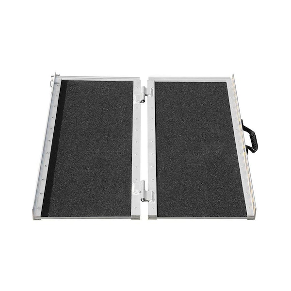 Huluwat Black 24 in. Outdoor Portable Non-Slip Aluminum Ramp for Garden ...