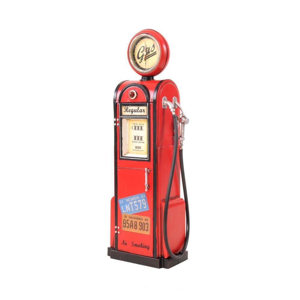 HomeRoots Gas Pump Clock Specialty Sculpture 2000401102 - The Home Depot