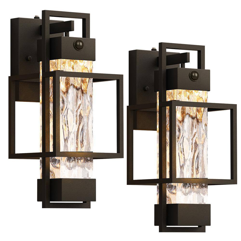 Rottogoon Modern Black Outdoor Light Fixtures MotionSensor 2-Pack with ...