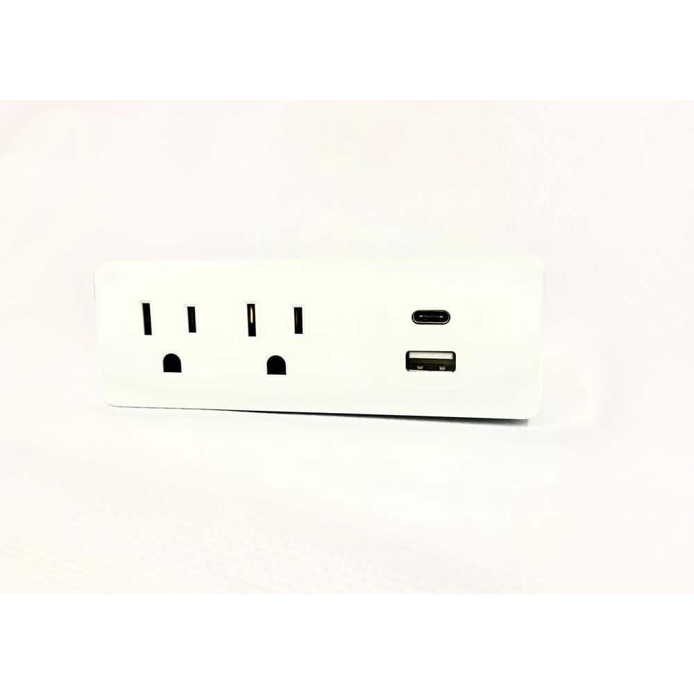 Leviton 15 Amp 2-Outlet Wall Tap Adapter with USB-A and USB-C Ports 25ACN-BW 002-25ACN-0BW - The ...