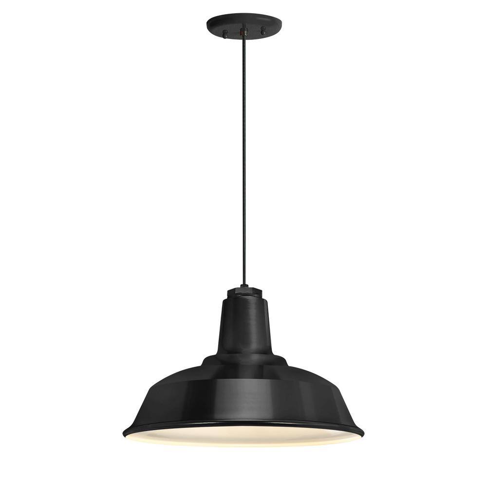 Troy RLM Bryson 16 in. Shade 1-Light Black Pendant 5DRH16MBK-BC