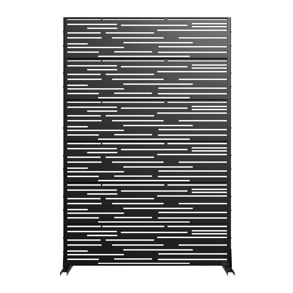 MAYEERTY 1-Piece 72 in. x 47 in. Outdoor Black Metal Privacy Panel ...