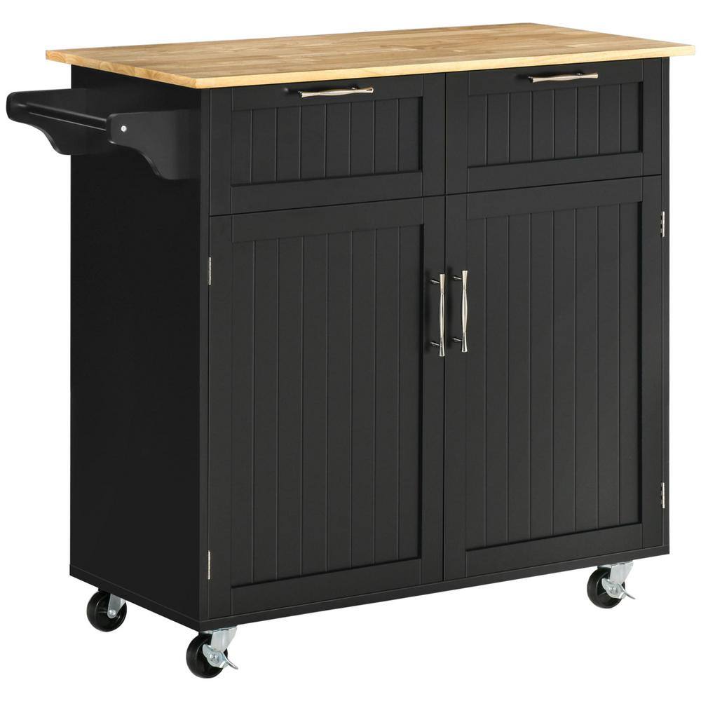 ANTFURN Black Kitchen Cart with Drawers Shelf Spice Rack Wheels ...