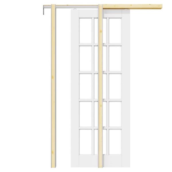 ARK DESIGN 30 in. x 80 in. 15-Lite Clear Glass Primed Solid Core Glass ...