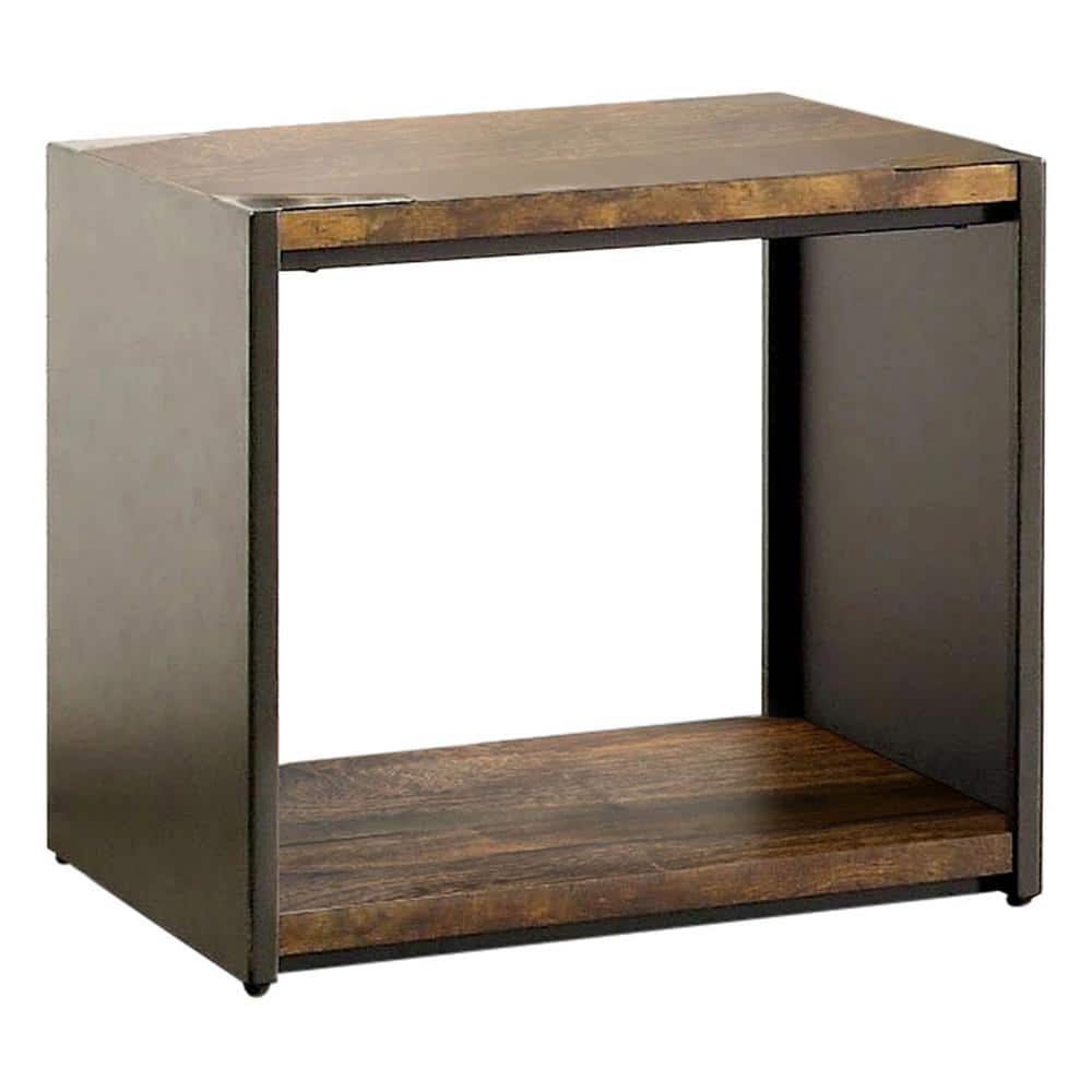 Furniture of America Lumberton 24 in. Matte Black Square Wood End Table ...