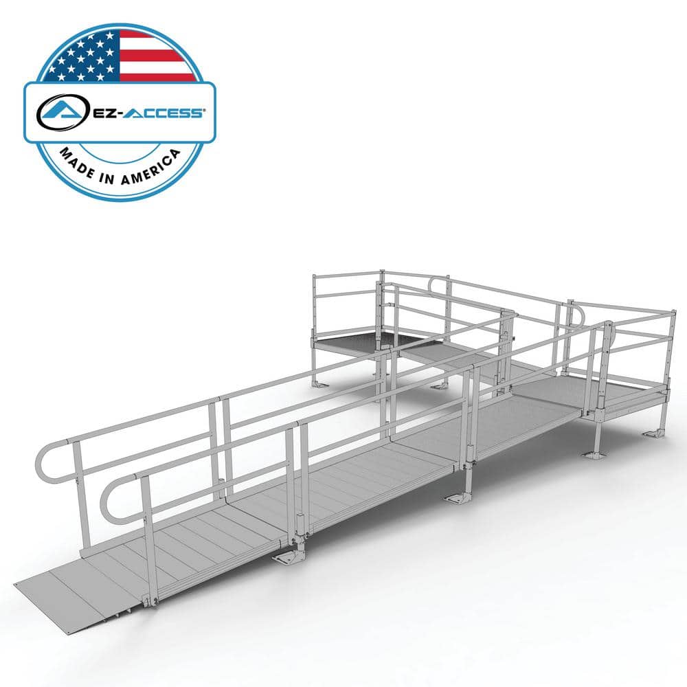 EZ-ACCESS PATHWAY 22 ft. L-Shaped Aluminum Wheelchair Ramp Kit with ...