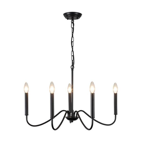 LWYTJO Clerise 5-Light Black Classic Candle Style Modern Chandelier for ...