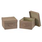 HOUSEHOLD ESSENTIALS 2.8 Gal Medium Storage Box in Latte Linen (2-Pack ...