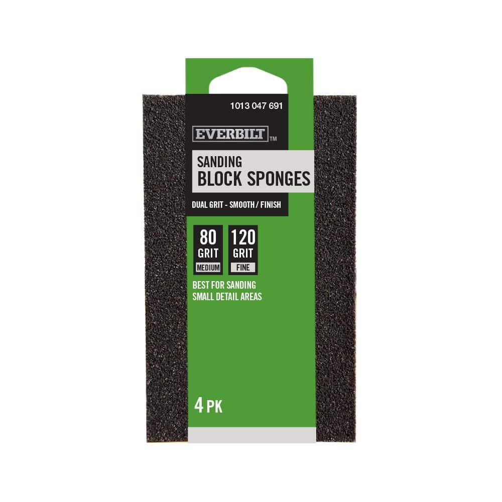 Everbilt 1 in. x 0. 24 ft. x 0.66 ft. Med/Fine Grit Block Sponge 4-Pack ...