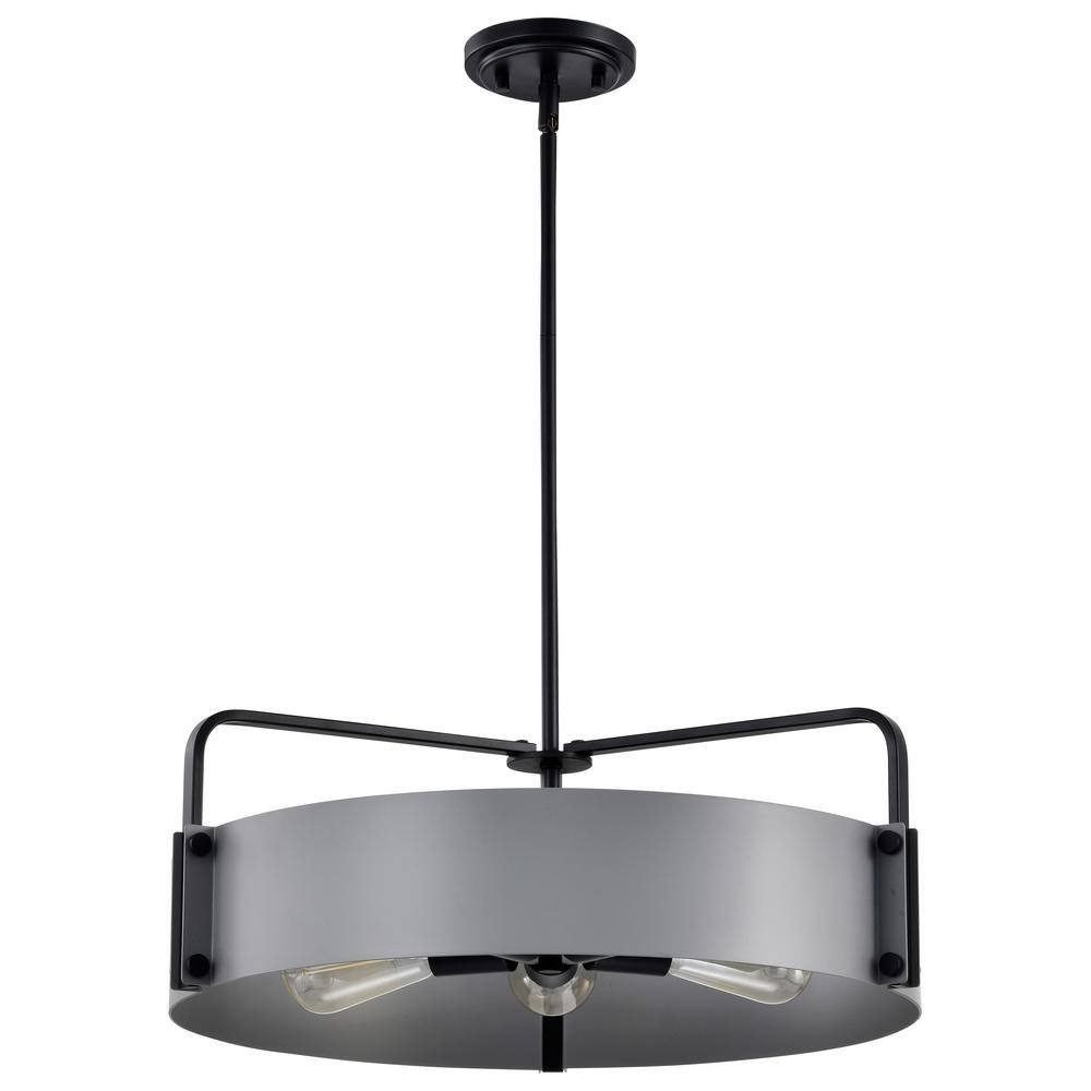 SATCO Altos 5-Light Matte Gray Drum Pendant Light and No Bulbs Included ...
