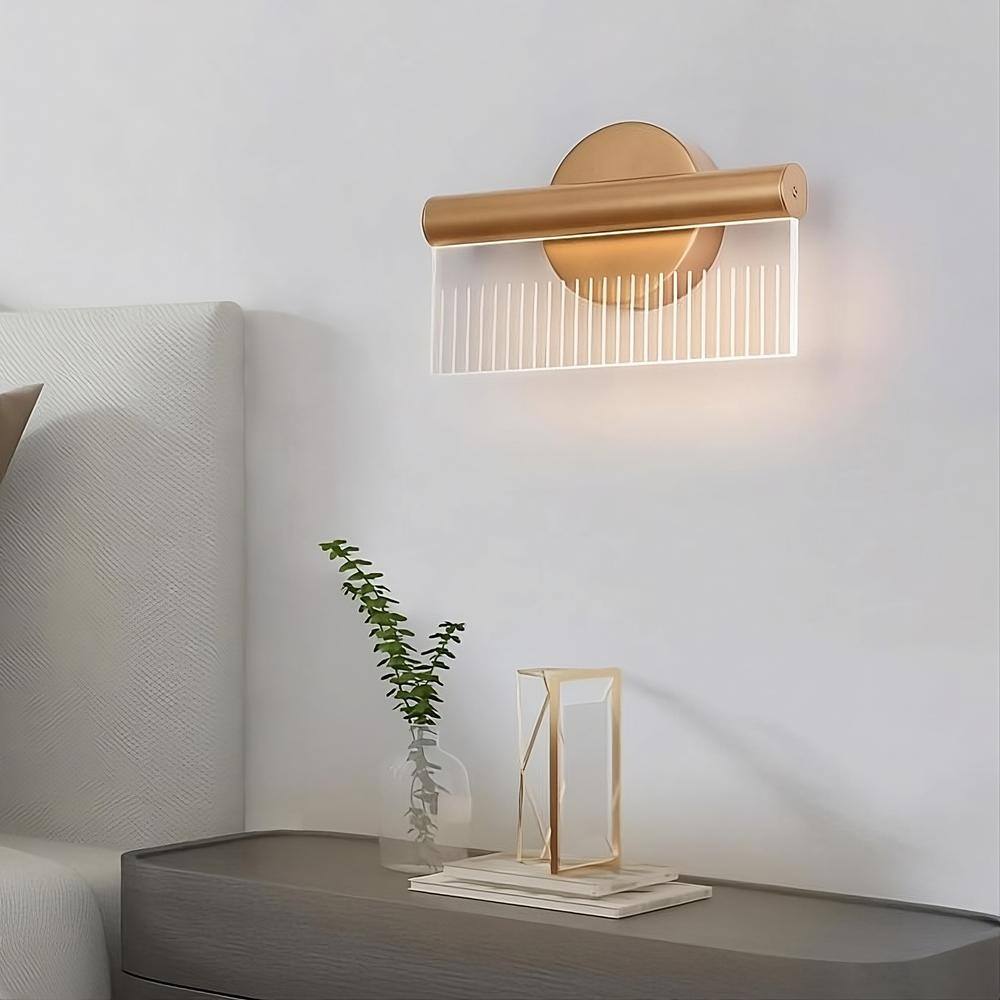 Zevni 1-Light Gold Wall Sconces with Acrylic Shade, 8W Integrated LED Vanity Lights, Modern ...