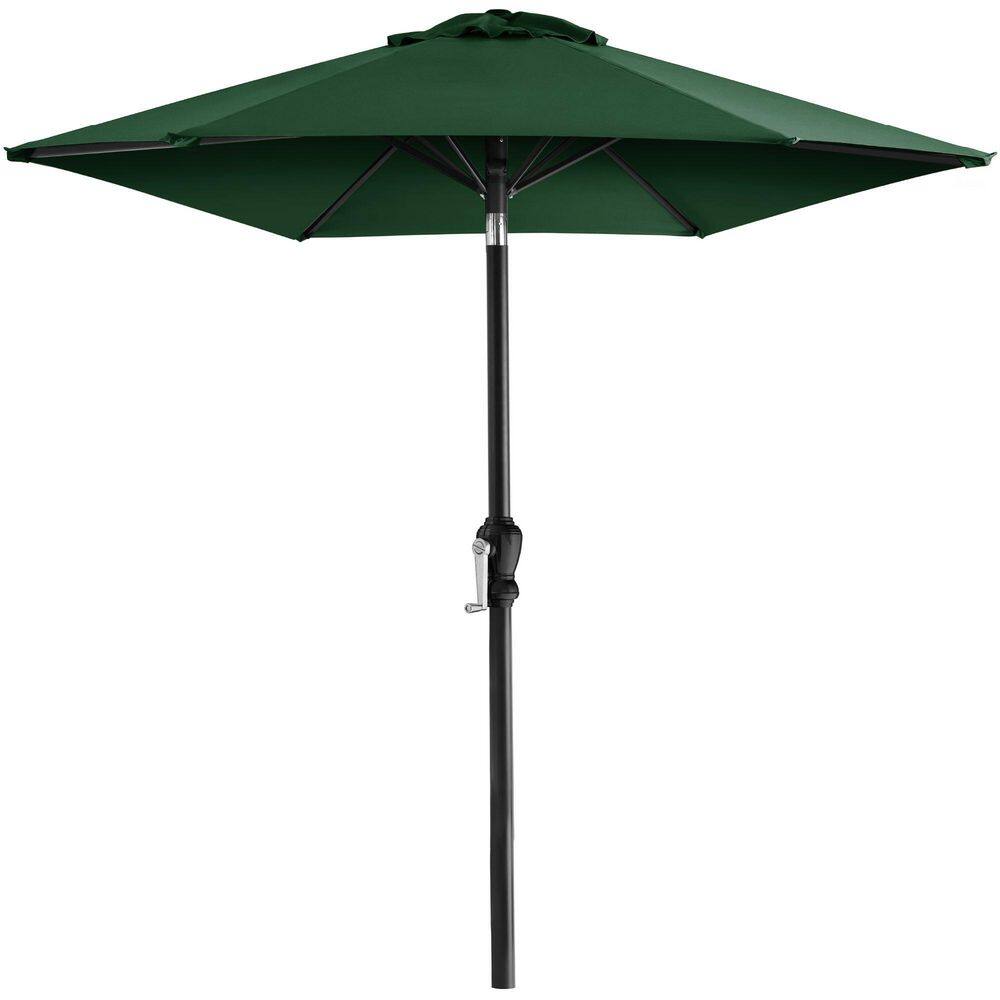 10 ft. Steel Market Patio Umbrella in Green with Push Button Tilt ...