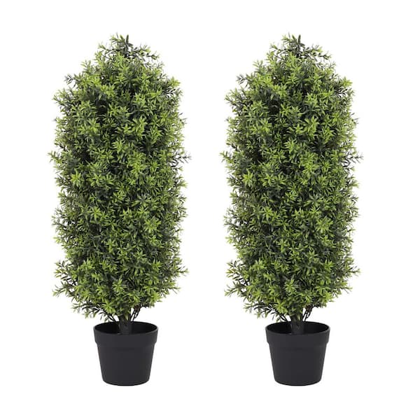 3 ft. UV Resistant Patio Artificial Boxwood Topiary Trees, Evergreen ...