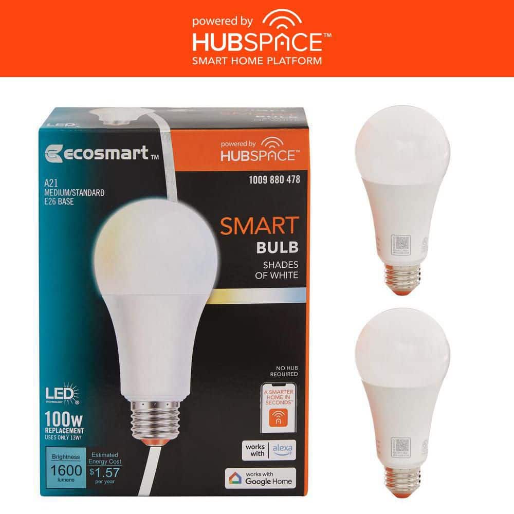 EcoSmart 100-Watt Equivalent Smart A21 E26 Base Tunable White CEC LED ...