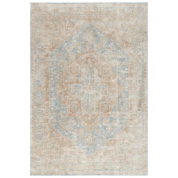 SAFAVIEH Marigold 8 ft. x 10 ft. Blue/Beige Ornate Medallion Area Rug ...