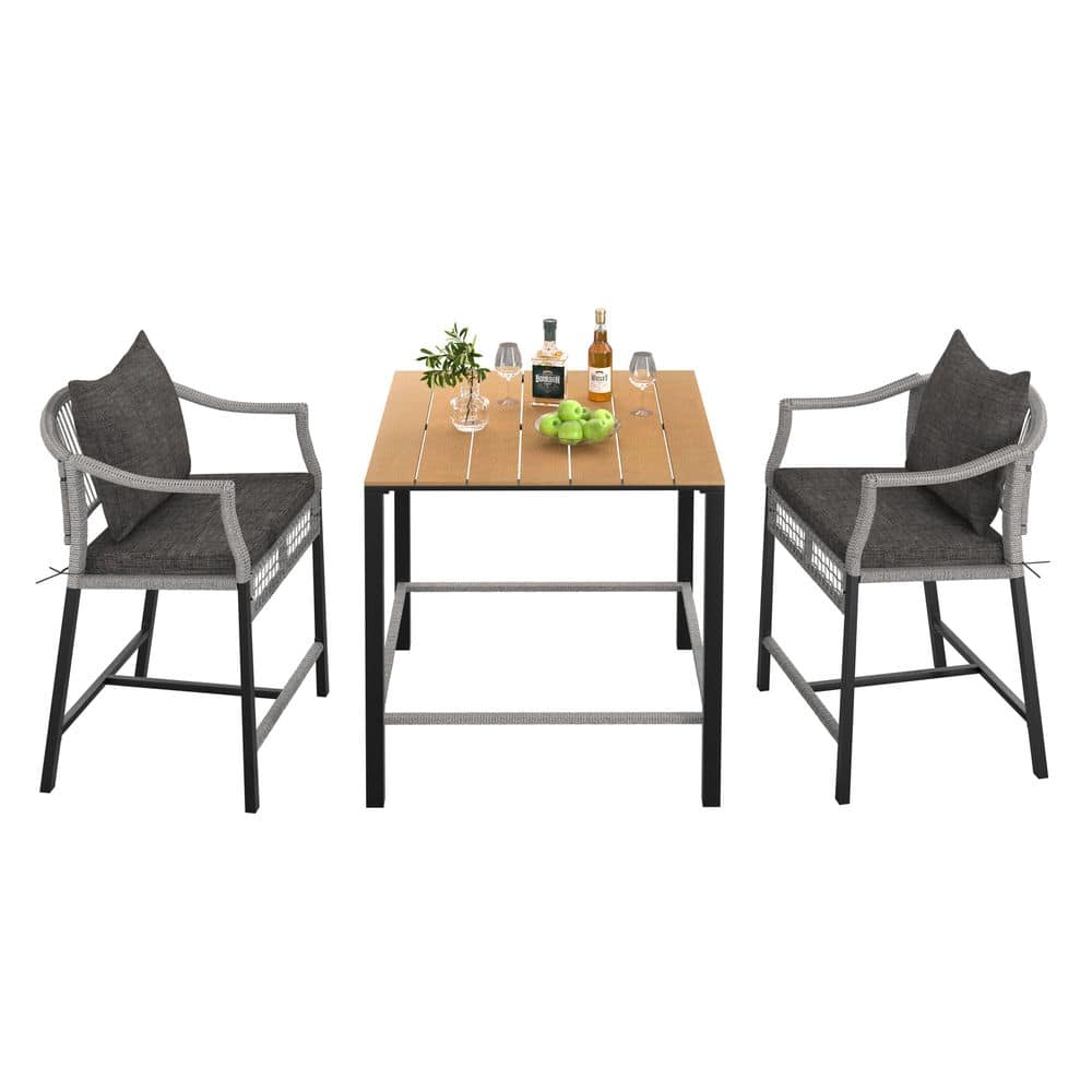 VEIKOUS 3-Piece Metal Patio Conversation Sets with Cushions, All ...