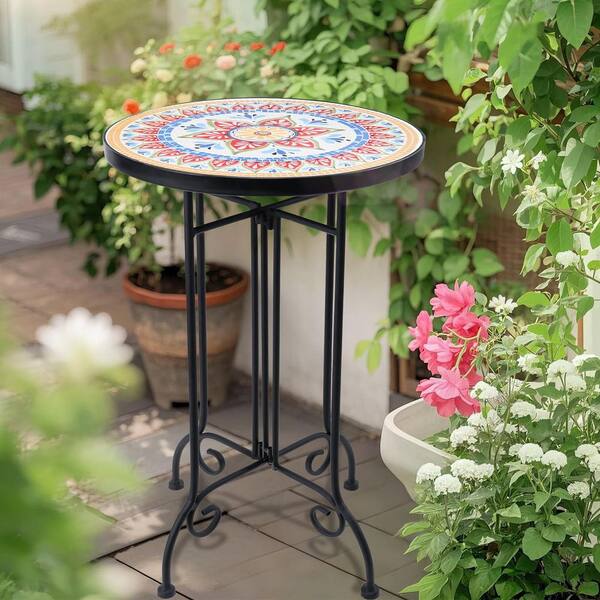 FROMJBEST Mosaic Outdoor Side Table, Patio Side Table, Weather ...