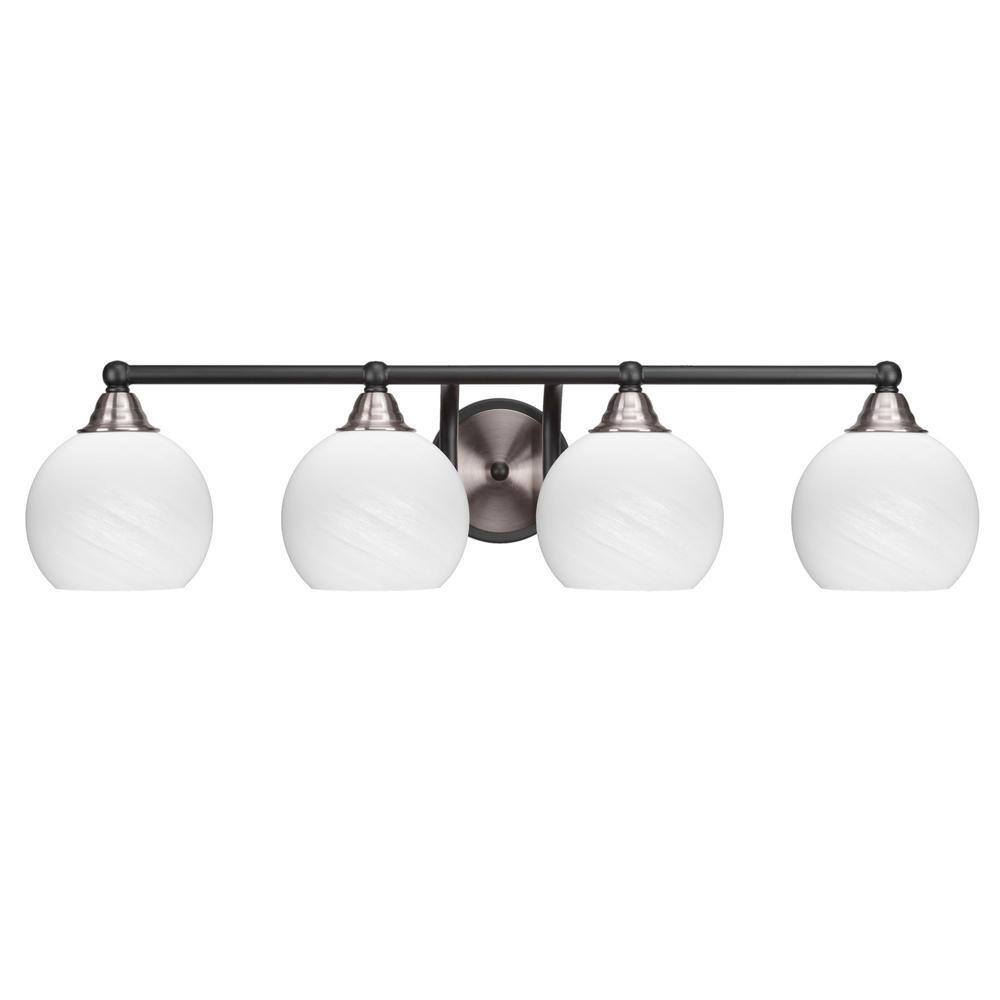 Madison 7.75 in. 4-Light Bath Bar, Matte Black and Brushed Nickel ...