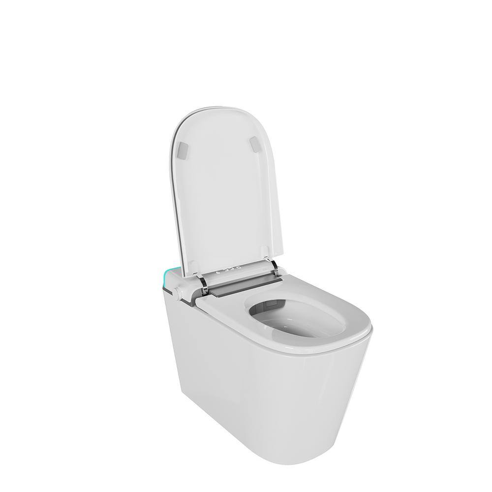 UPIKER 12 inch 1-piece 1.11 GPF Single Flush Elongated Toilet in White ...