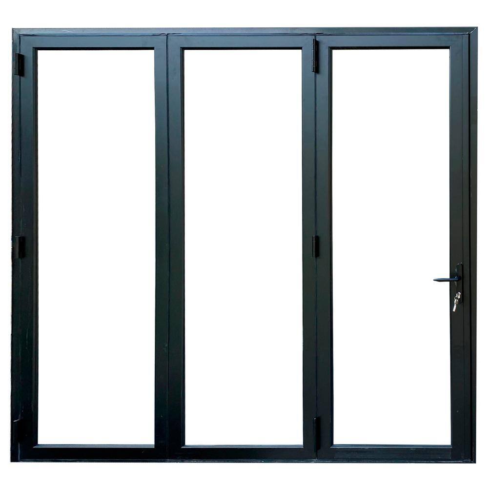 TEZA DOORS Teza 90 Series 108 in. x 80 in. Matte Black Right to Left ...
