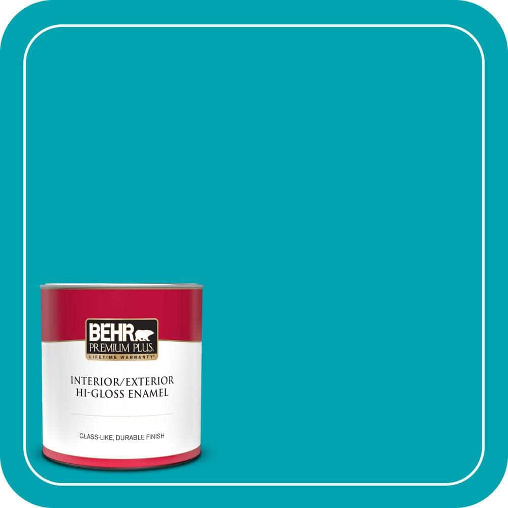 BEHR PREMIUM PLUS 1 qt. #510B-6 Blue Jewel Hi-Gloss Enamel Interior ...