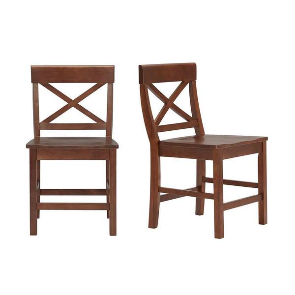 StyleWell Cedarville Walnut Brown Wood Dining Chair with Cross Back ...