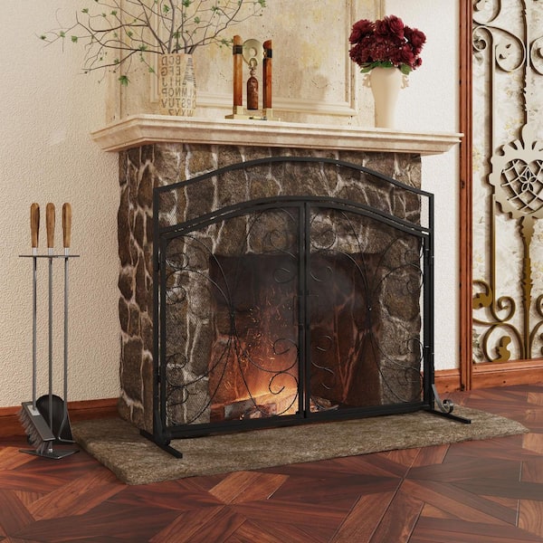 Kingdely 43.3 in. Iron 1-Single Panel Mesh Spark Guard Gate Fireplace ...