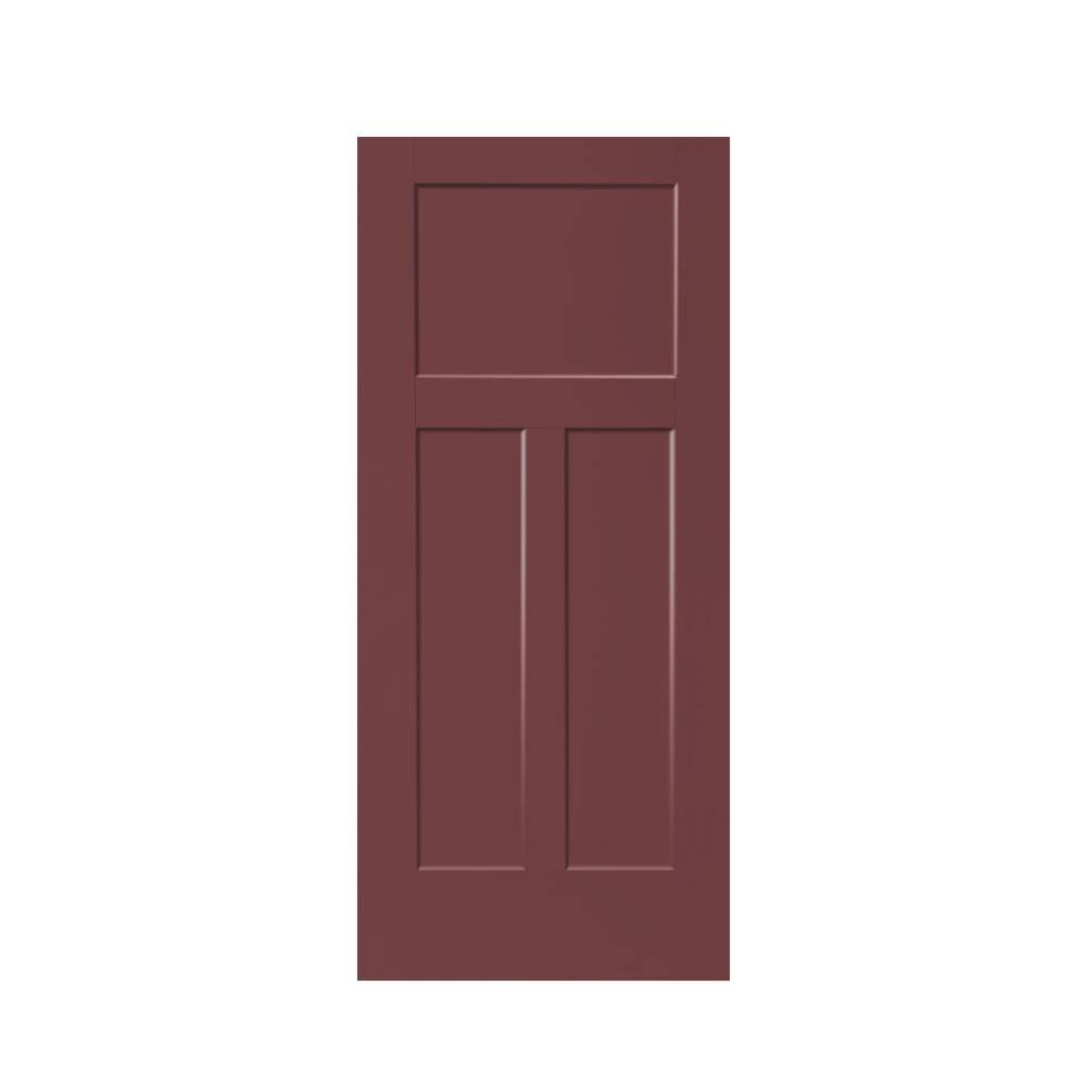 CALHOME 30 in. x 80 in. Maroon Stained Composite MDF 3 Panel Interior ...
