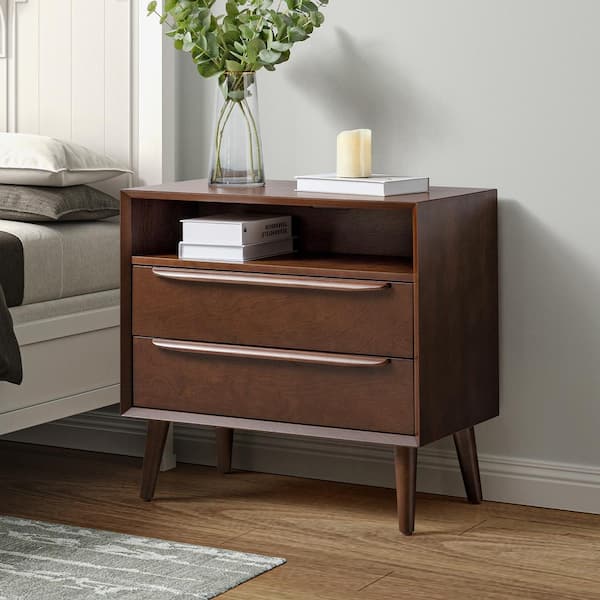 JAYDEN CREATION Leslie Mid-Century Modern Walnut 2-Drawer JAYDEN CREATION Leslie Mid-Century Modern Walnut 2-Drawer