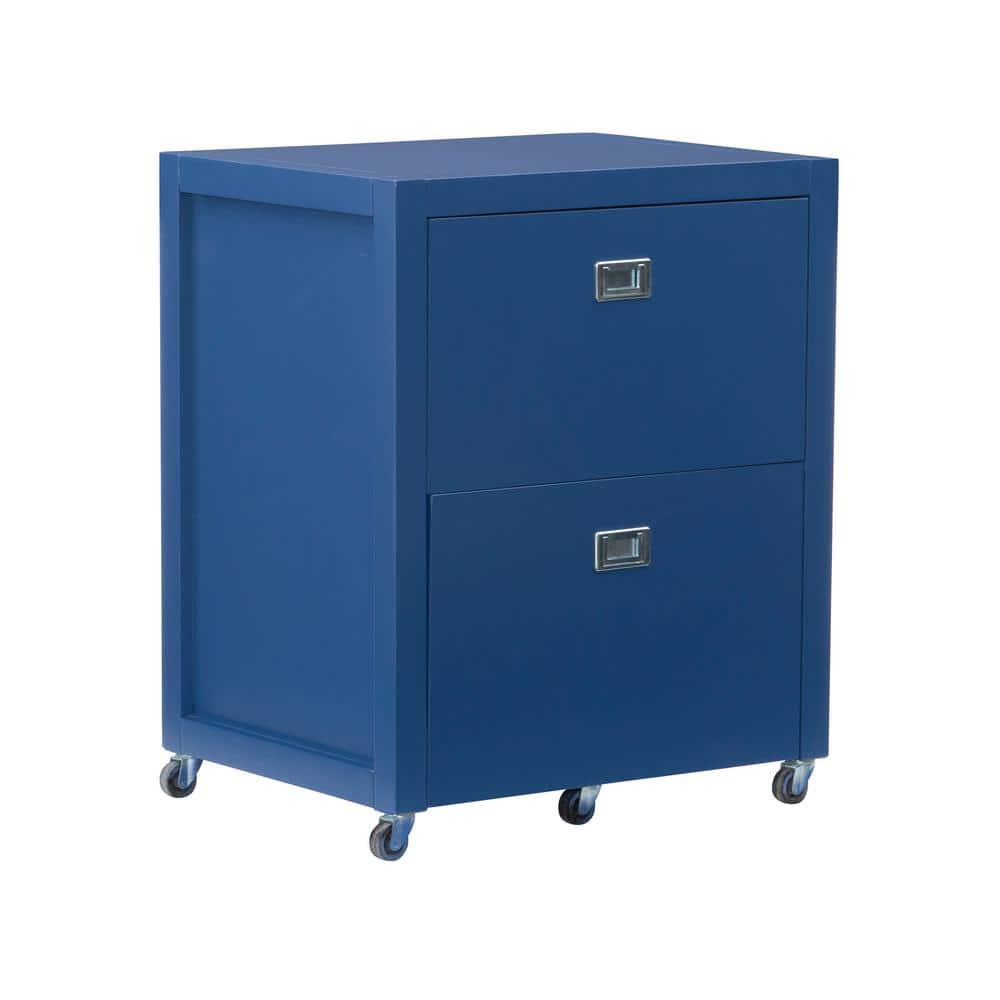 Linon Home Decor Sara Navy Blue File Cabinet with Metal Drawer Glides ...
