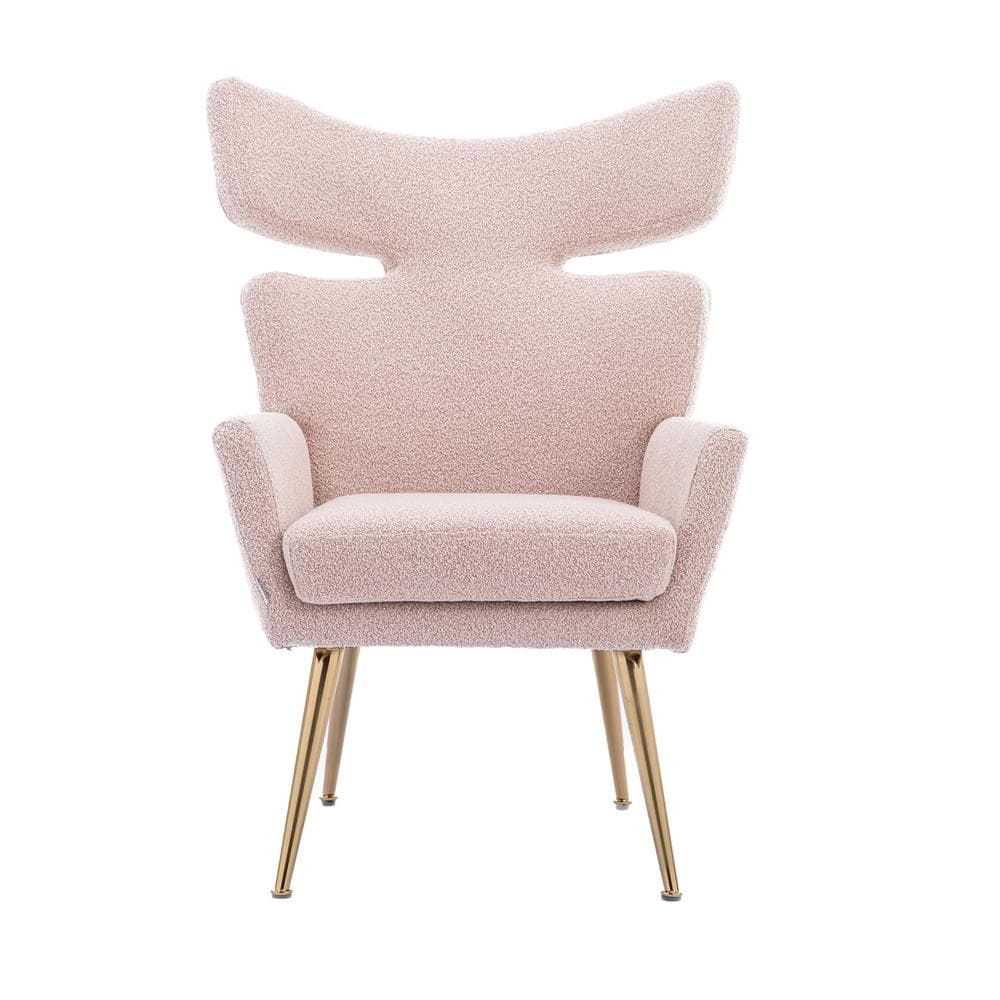 HOMEFUN Modern Fishtail Upholstered Light Pink Fabric Wingback Accent ...