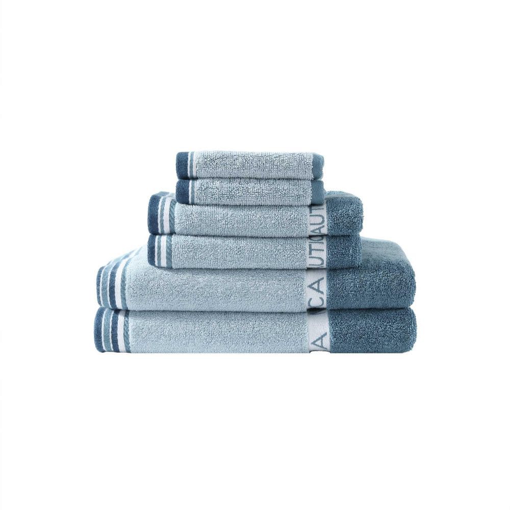 Nautica Belle Castle 6-Piece Blue Bell/Denim/Indigo Stripe Terry Cotton ...
