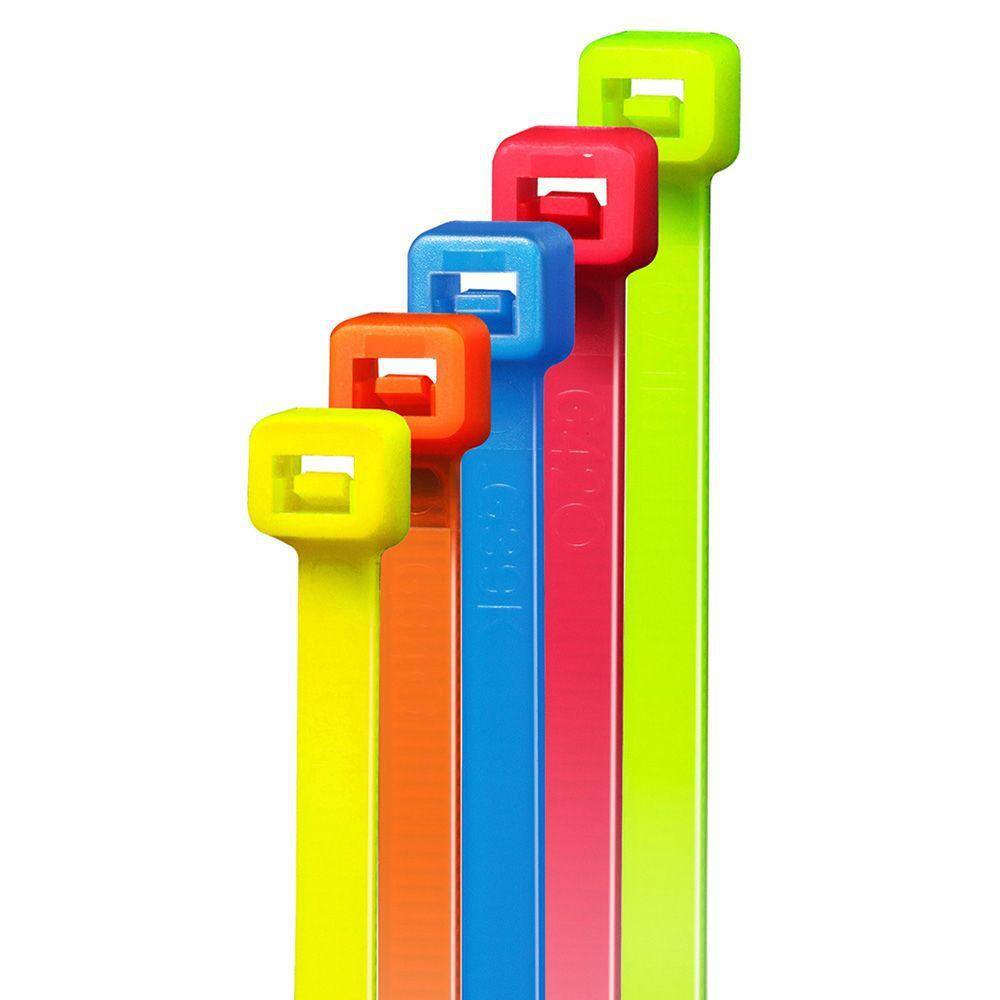 Commercial Electric 8 in. Multicolor Double Lock Cable Tie Set (100 ...