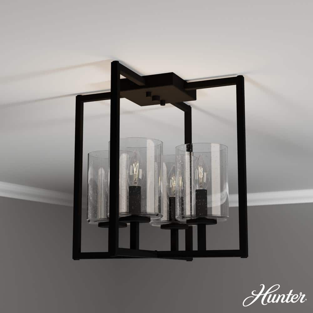 Hunter Kerrison 14.5 in. 4-Light Natural Iron Semi- Flush Mount 19546 ...