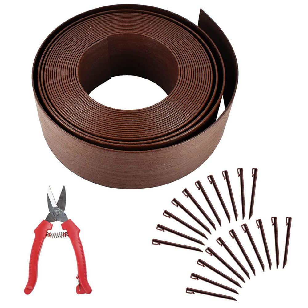 OGETFUUR 40 ft. W x 5 in. D x 1 in. H Polyethylene Landscape Edging Kit ...
