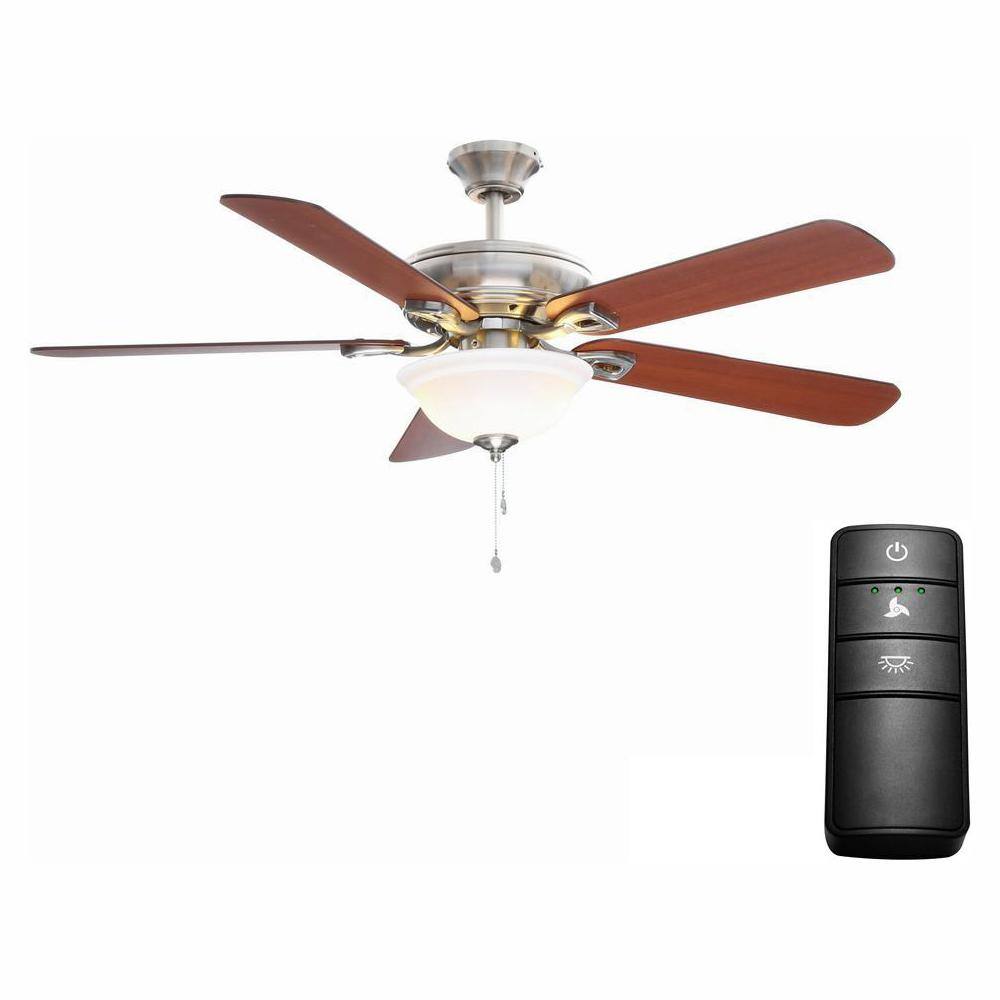 Hampton Bay Rothley 52 in. LED Brushed Nickel Ceiling Fan with Light ...