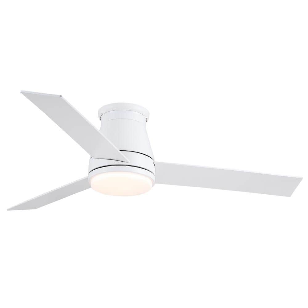 PUDO 48 in. Integrated LED Indoor White Flush Mount Ceiling Fan ...