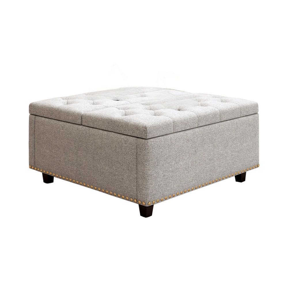 Tileon Square Storage Bench, Footstool with 2 Storage Doors, Mid ...