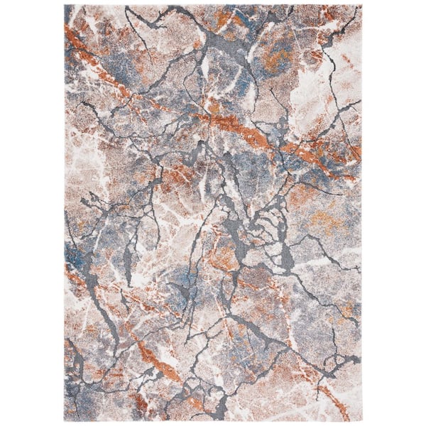 SAFAVIEH Cyrus Shag 8 ft. x 10 ft. Gray/Rust Distressed Marble Area Rug ...