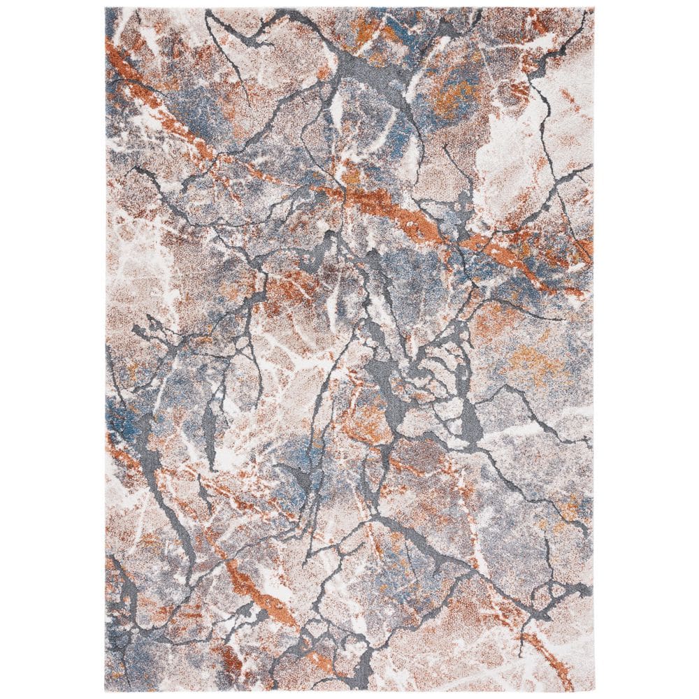 SAFAVIEH Cyrus Shag 9 ft. x 12 ft. Gray/Rust Distressed Marble Area Rug ...