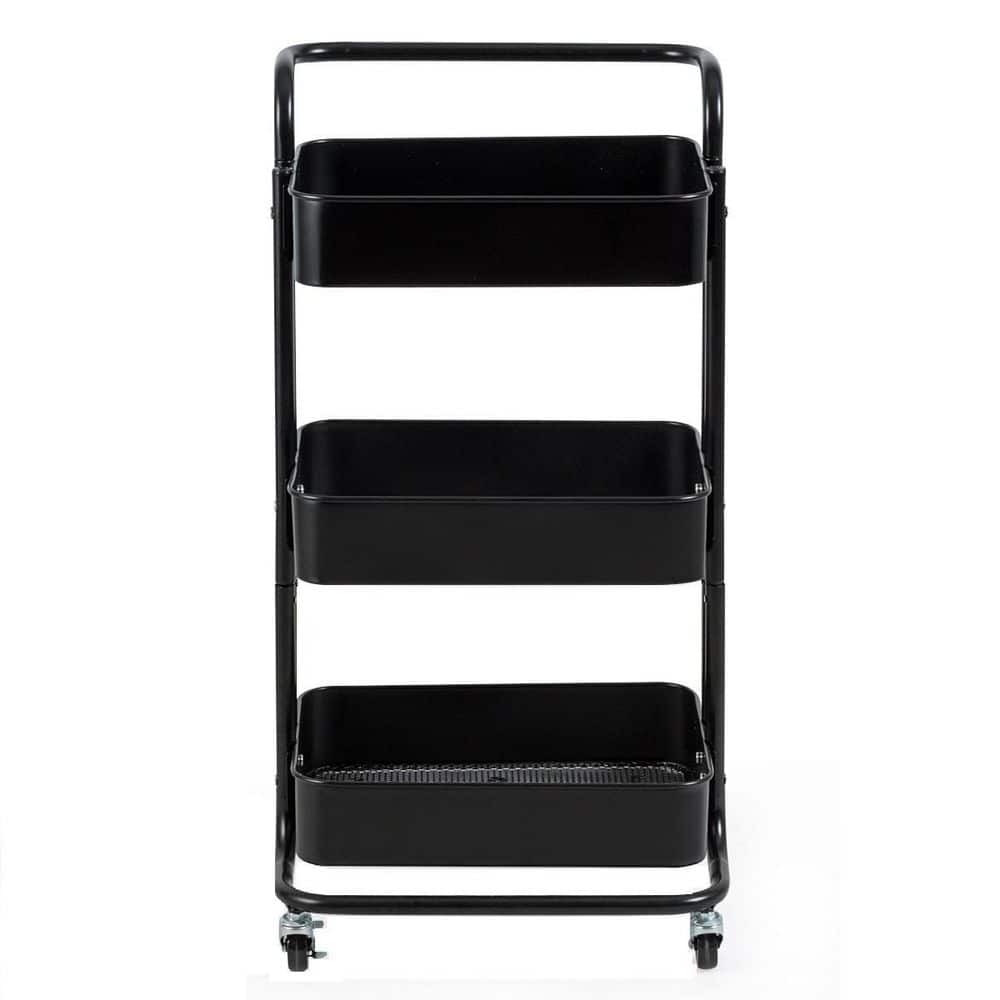HONEY JOY 3-Tier Metal Rolling Utility Storage Cart Service Trolley ...